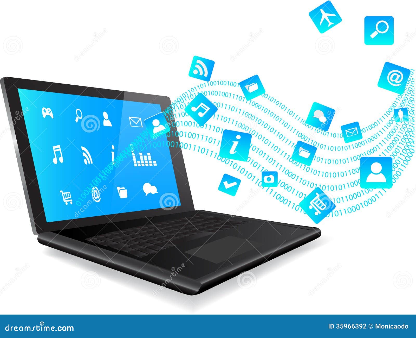 Laptop with Application stock vector. Illustration of folder - 35966392