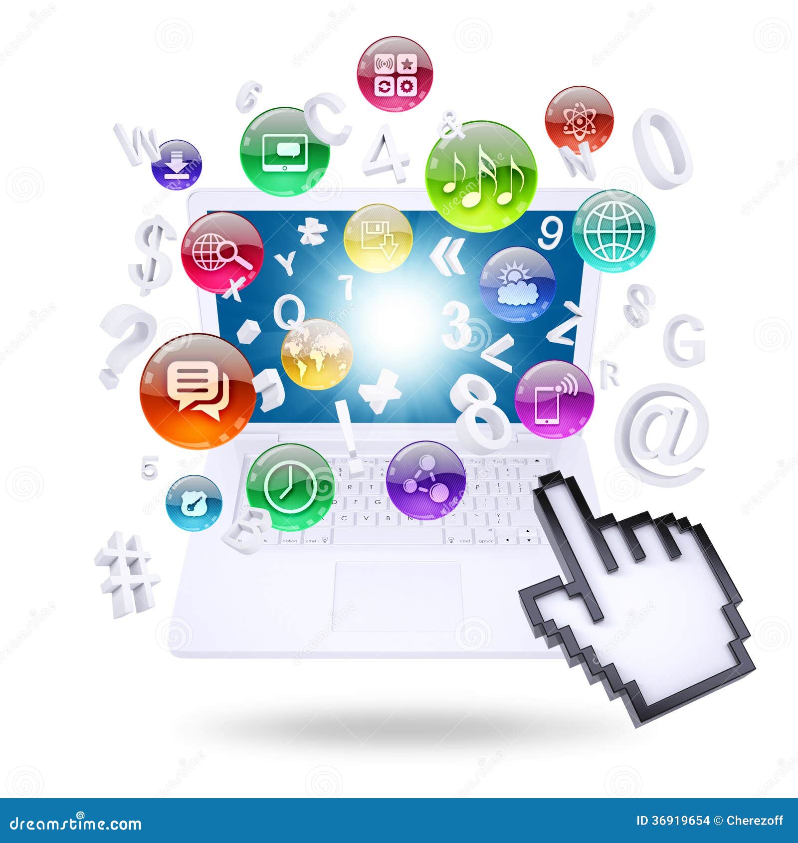 Laptop and Application Icons Stock Illustration - Illustration of ...