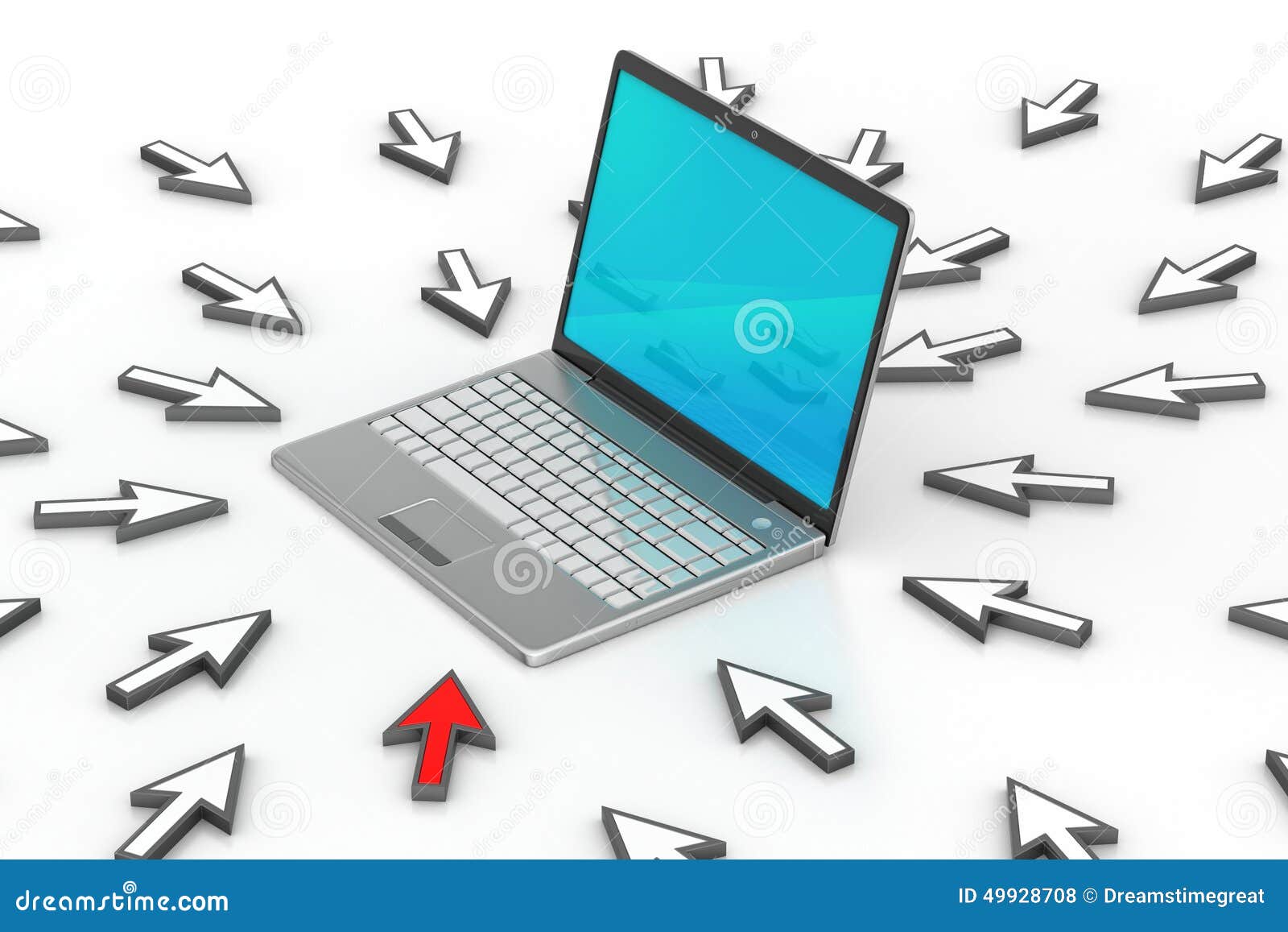 Laptop Around the Mouse Points Stock Illustration - Illustration of ...