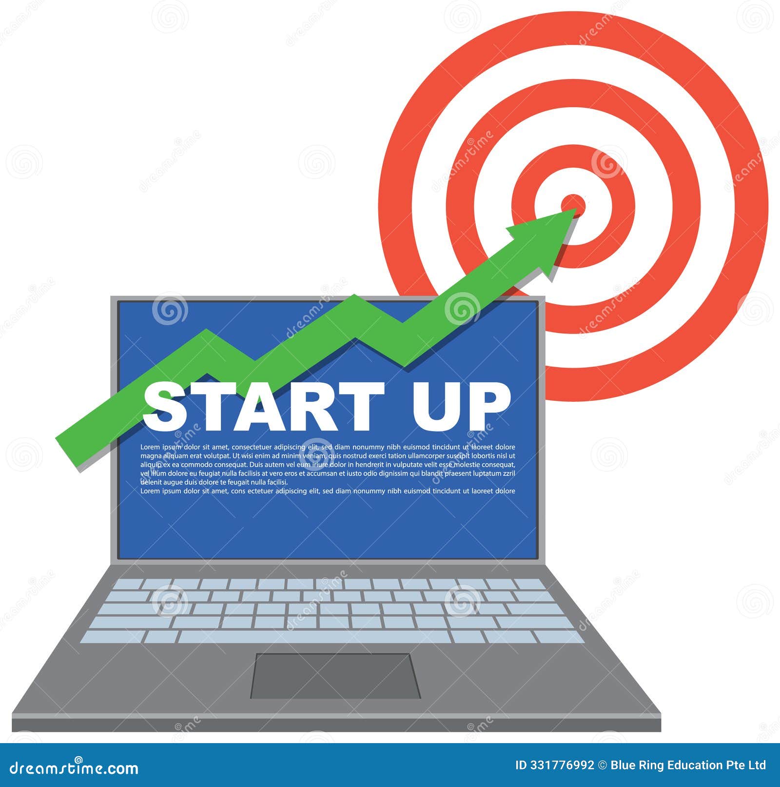 Laptop with arrow hitting stock vector. Illustration of ...