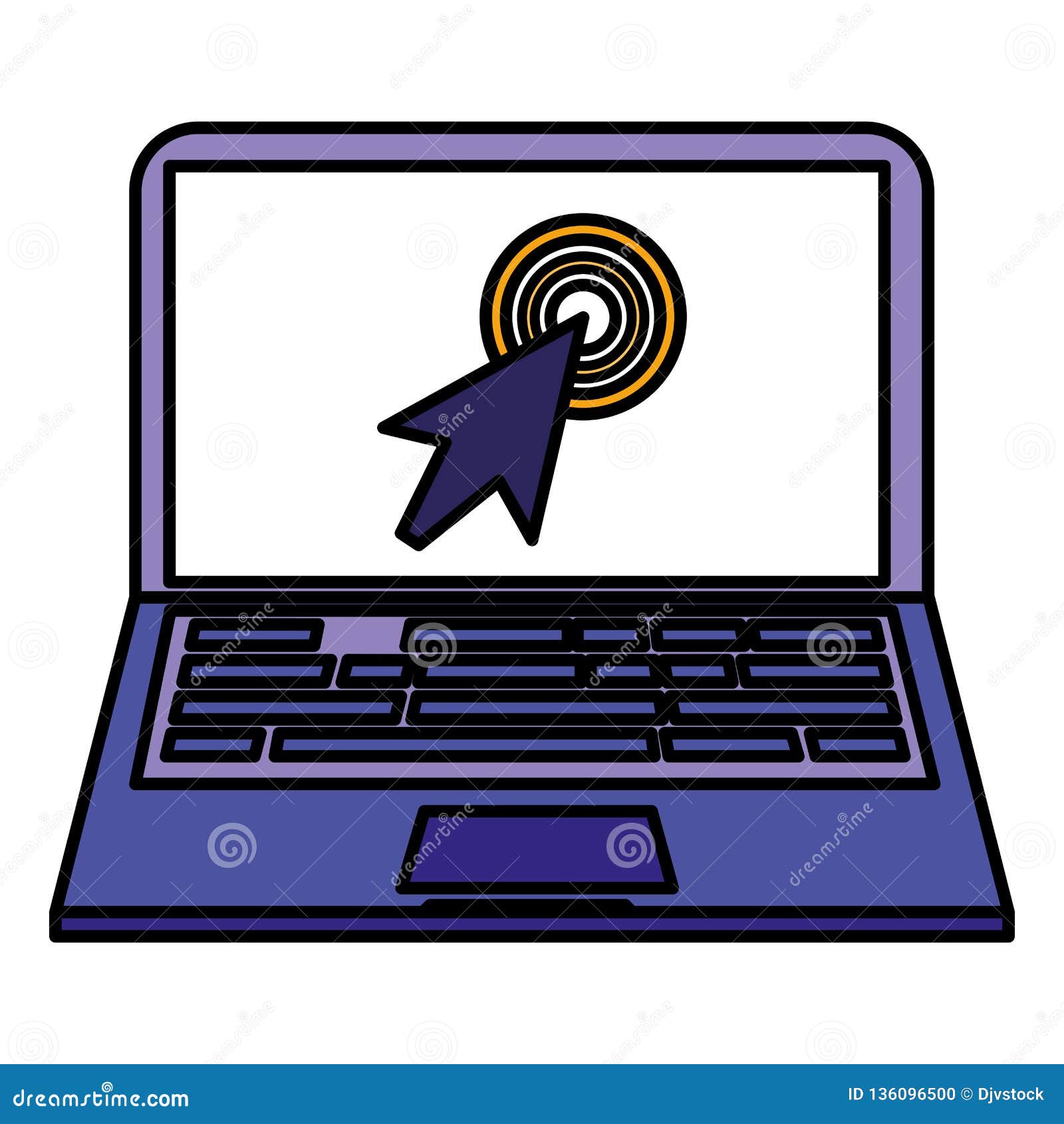 Laptop with arrow mouse stock vector. Illustration of display - 136096500