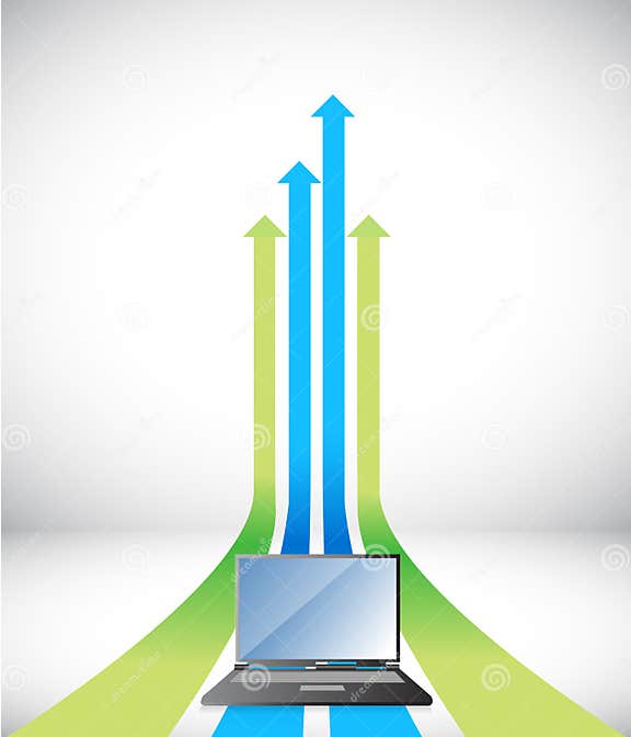 Laptop Arrow Rising Toward Same Direction Success Stock Illustration ...