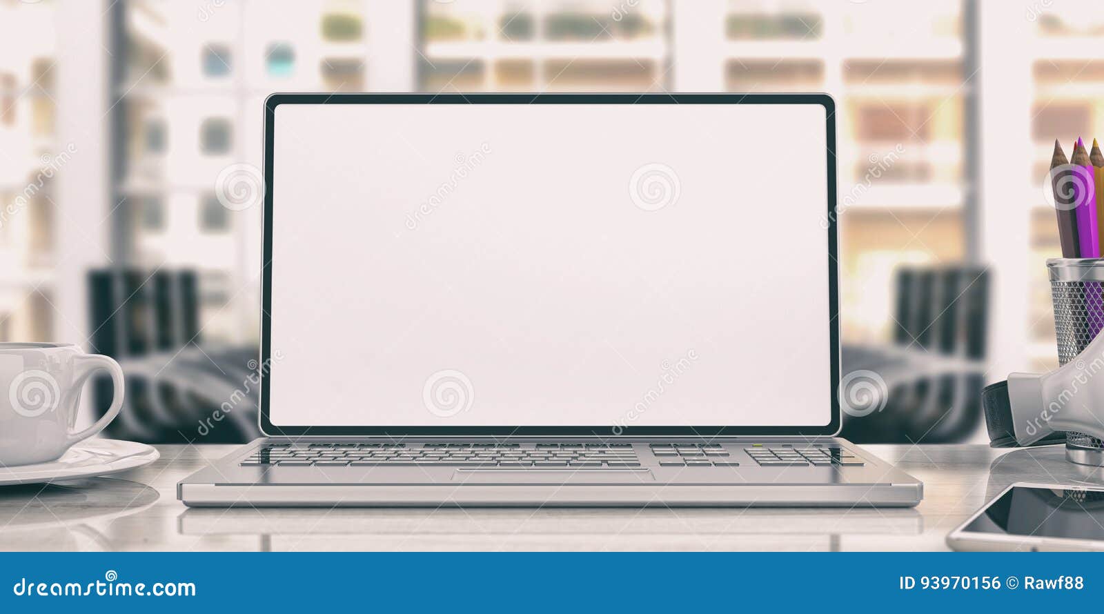 Laptop Auf Einem Schreibtisch Abbildung 3D Stock Abbildung ...