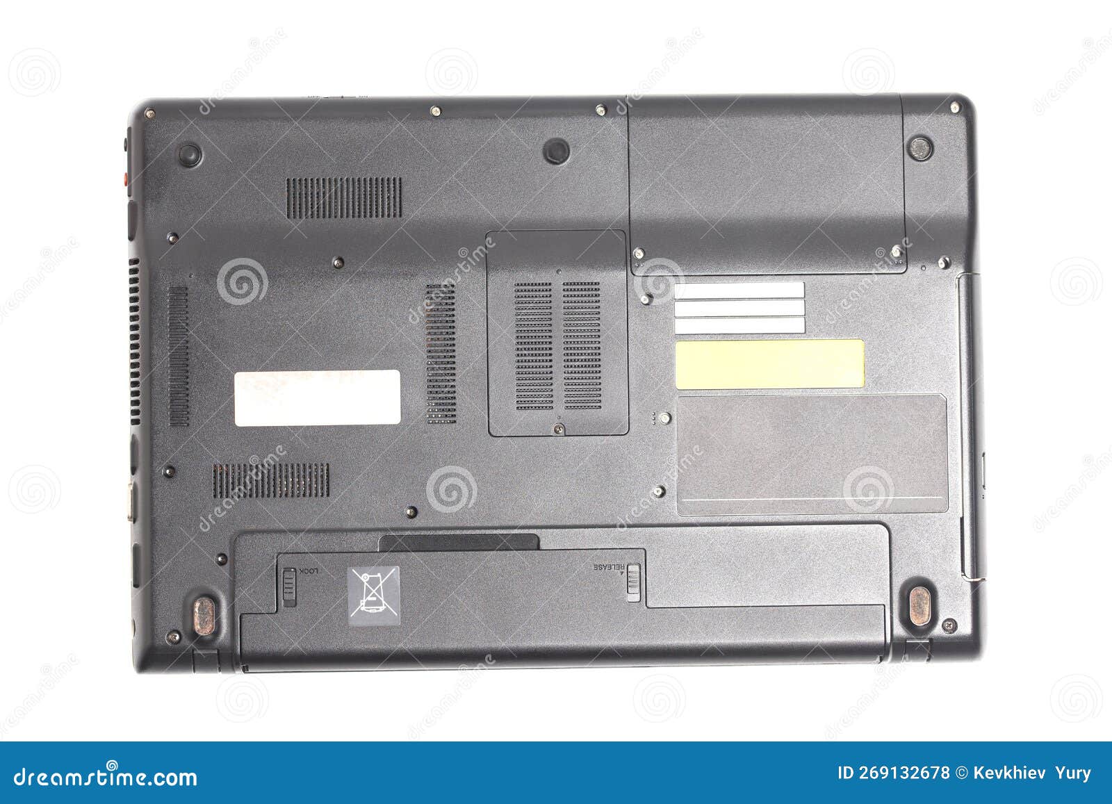 Laptop Back Side. Isolated on White Background Stock Photo - Image of ...