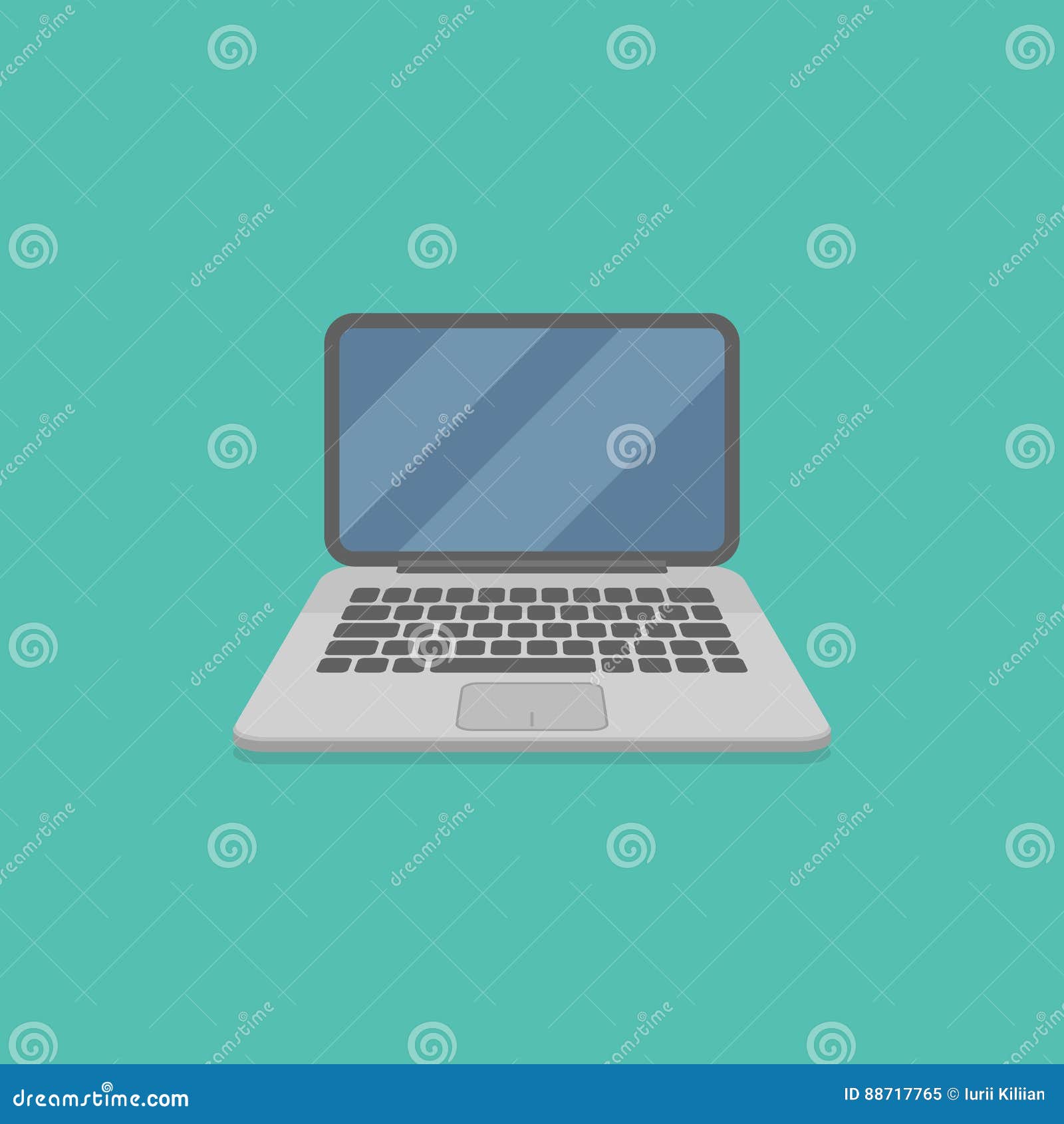 Laptop on Background. Flat Style Icon. Front View Stock Vector ...