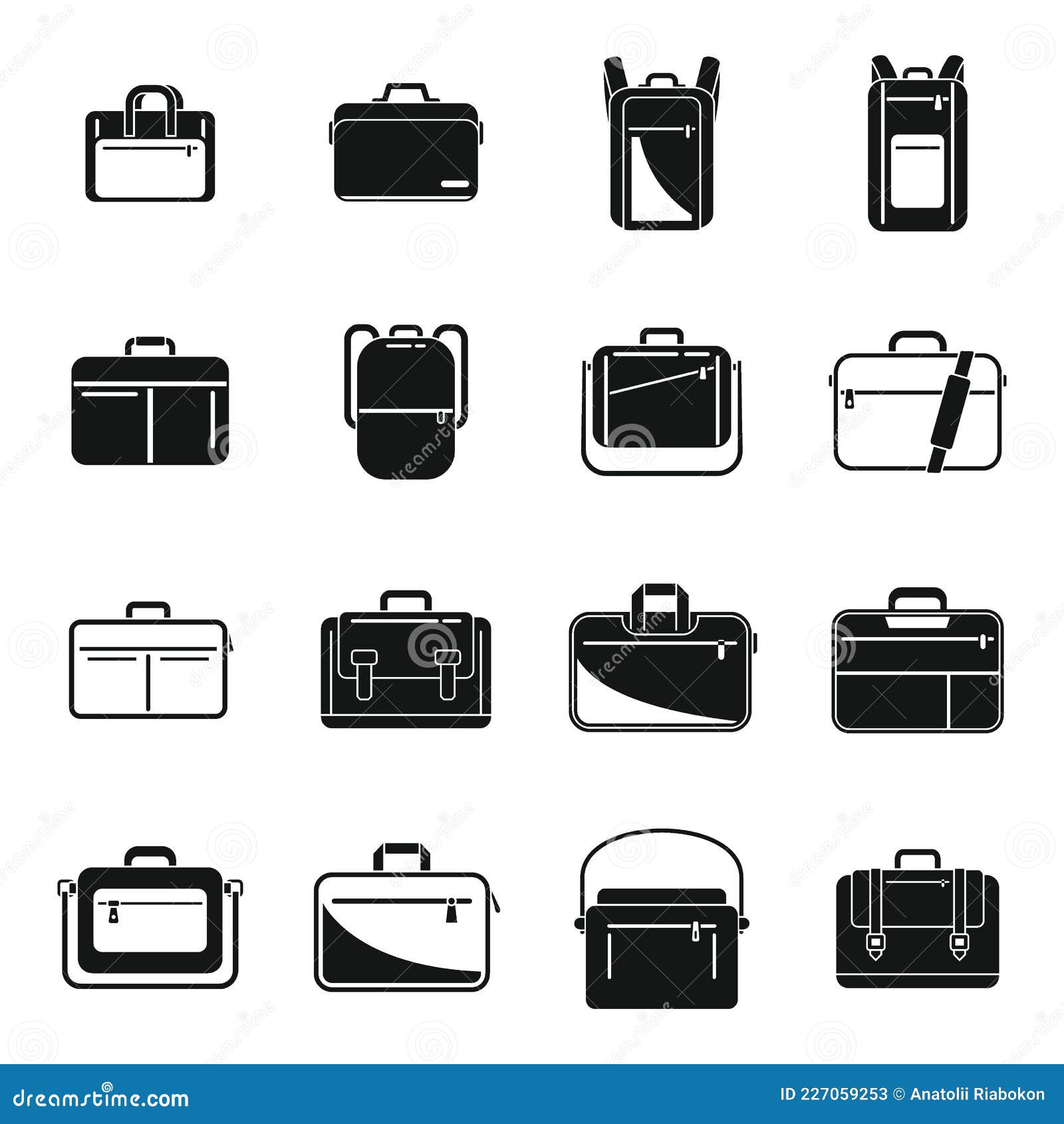 Laptop Bag Icons Set Simple Vector. Computer Case Stock Vector ...