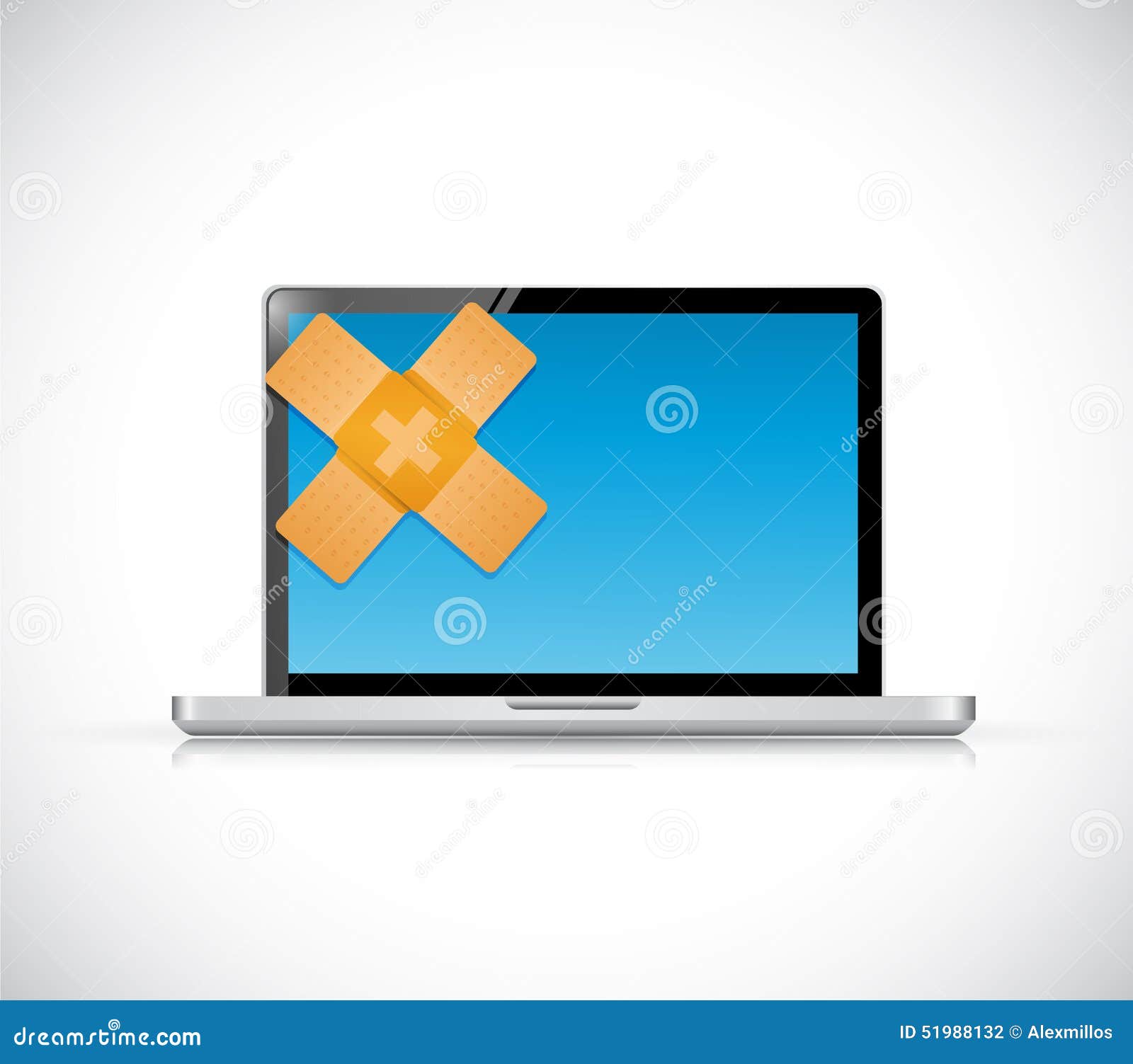 Laptop Band Aid Fix Solution Concept Stock Illustration - Illustration ...