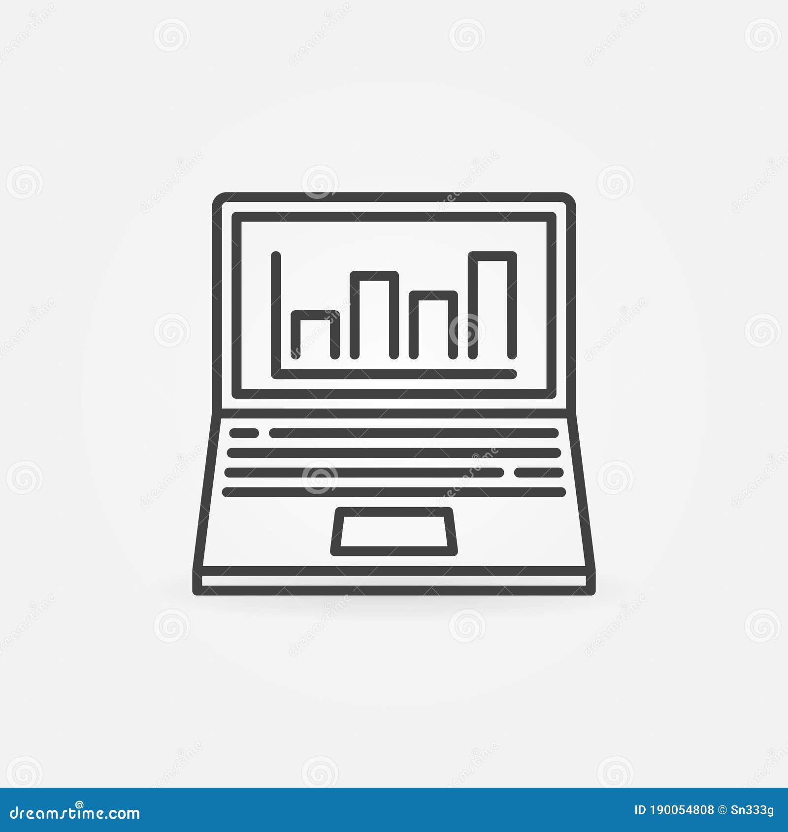 Laptop with Bar Chart Outline Vector Concept Icon Stock Vector ...
