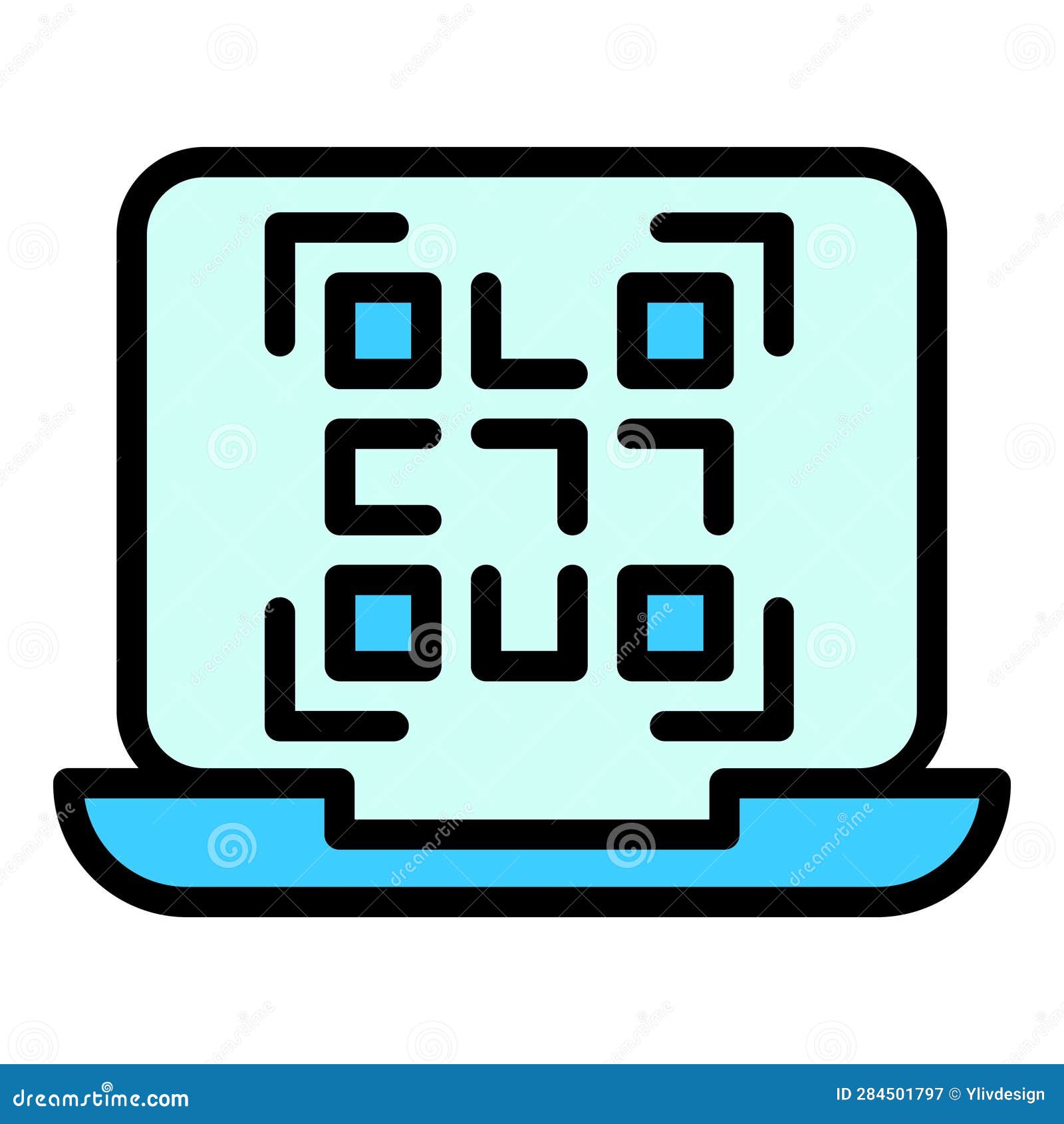 Laptop Barcode Icon Vector Flat Stock Illustration - Illustration of ...