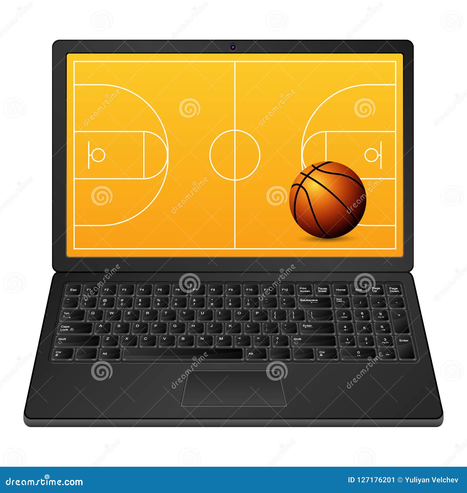 Laptop basketball stock vector. Illustration of monitor - 127176201