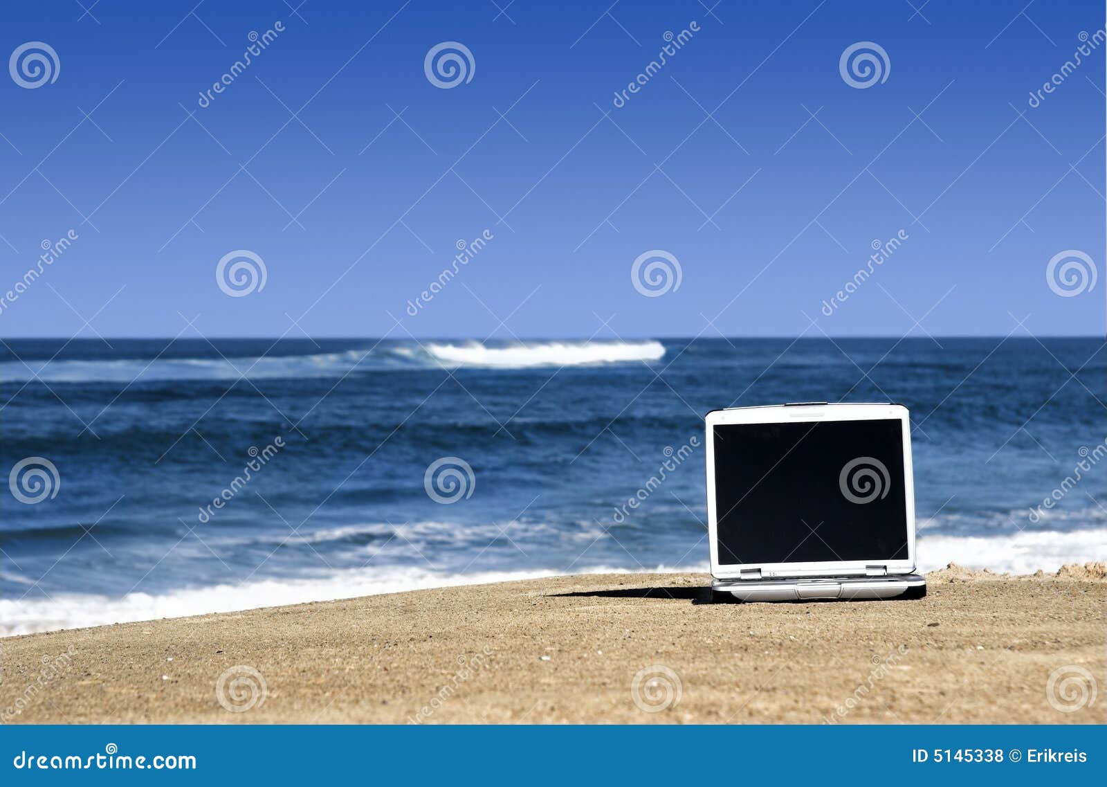 Laptop on the beach stock photo. Image of design, computer - 5145338