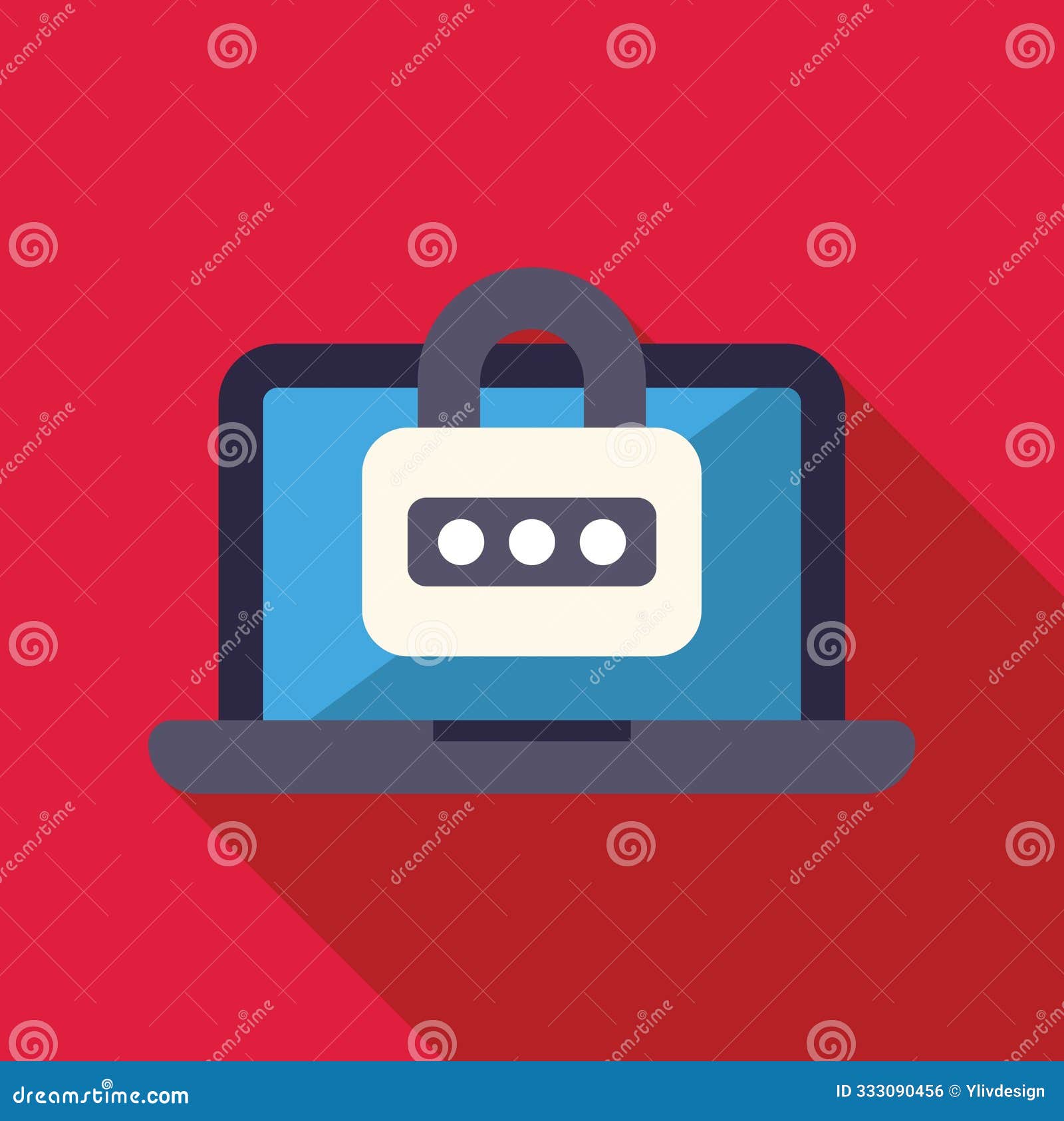 Laptop Being Secured with a Lock and Password Stock Illustration ...