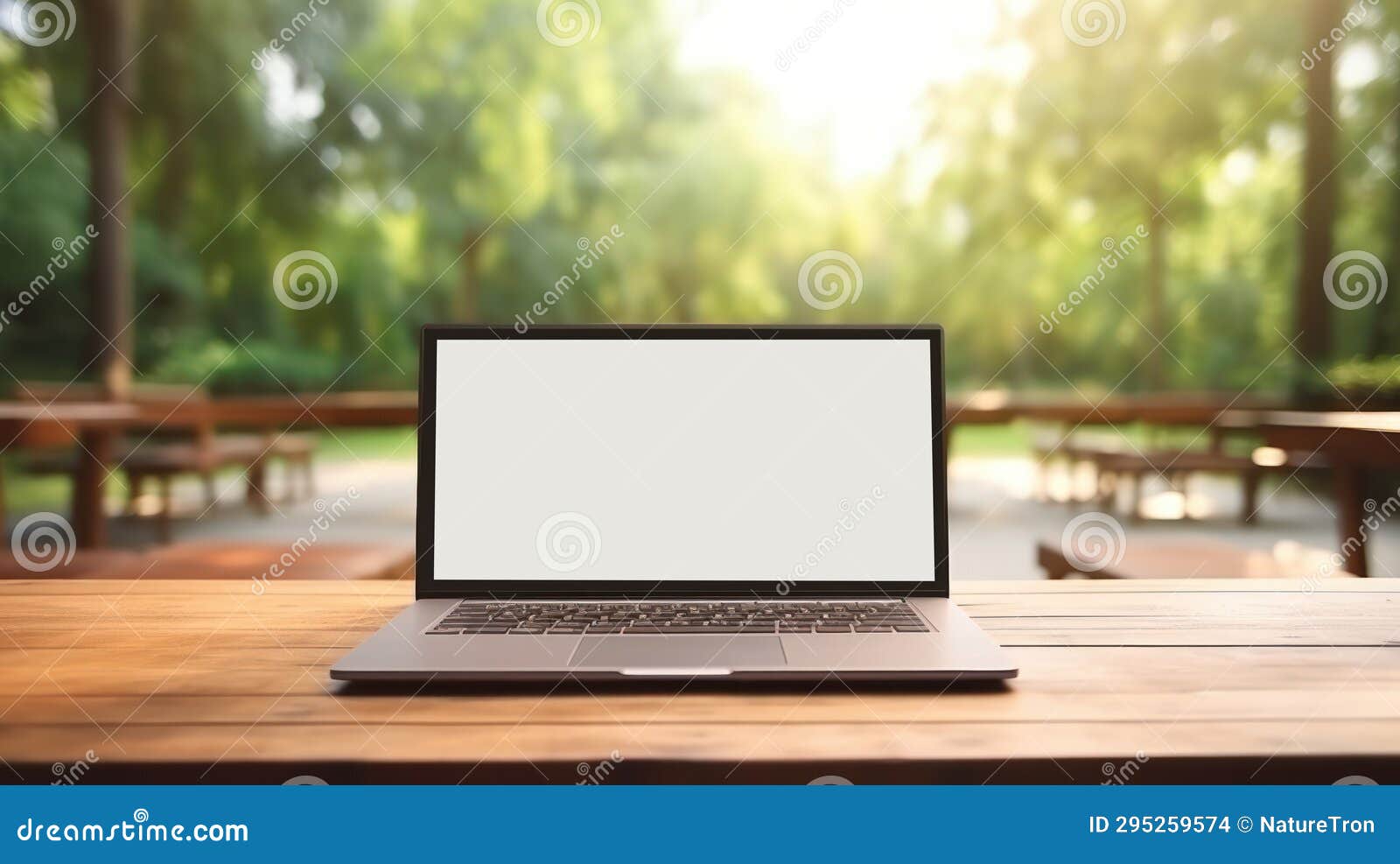 Laptop on the Bench Laptop on the Grass Laptop in the Park Stock ...