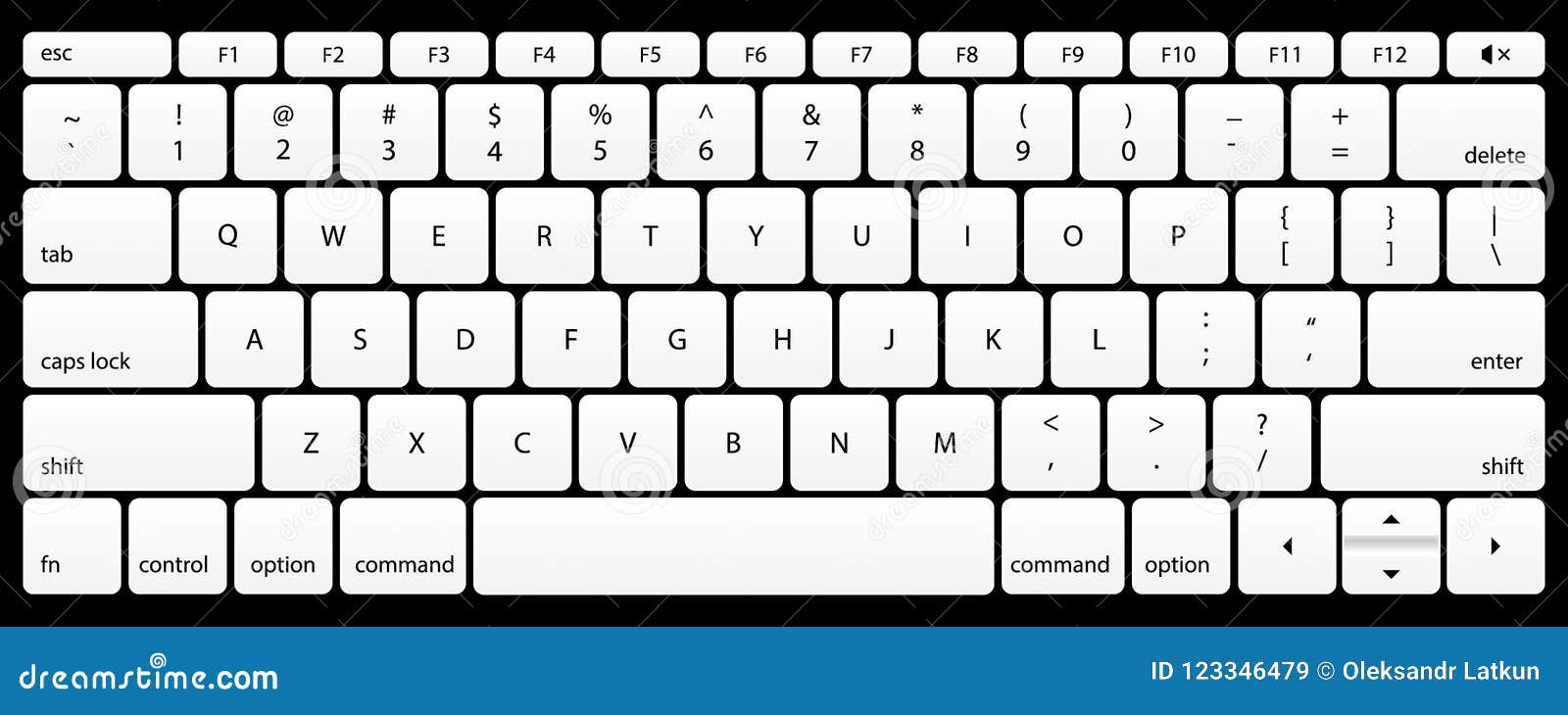 Laptop Keyboard Vector. Letters And Buttons. Isolated On White ... Laptop Keyboard Vector. Letters And Buttons. Isolated On White ...
