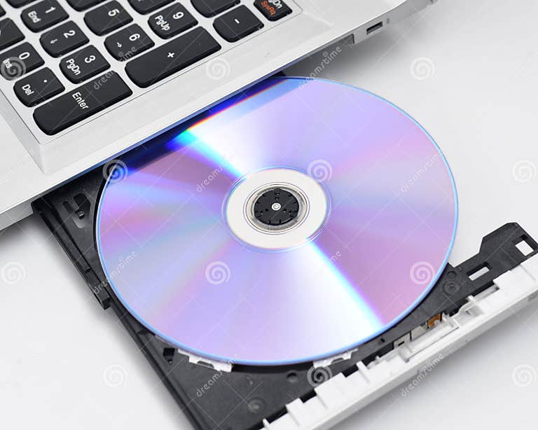 Laptop with the blank disk stock photo. Image of blank - 62142610