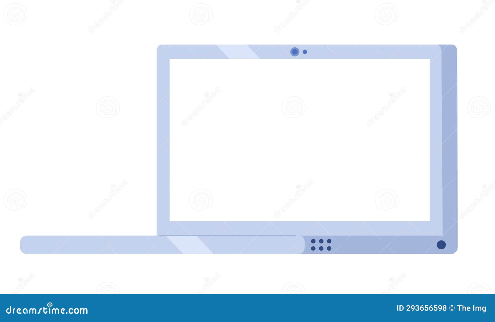 Laptop with Blank Screen 2D Cartoon Object Stock Vector - Illustration ...