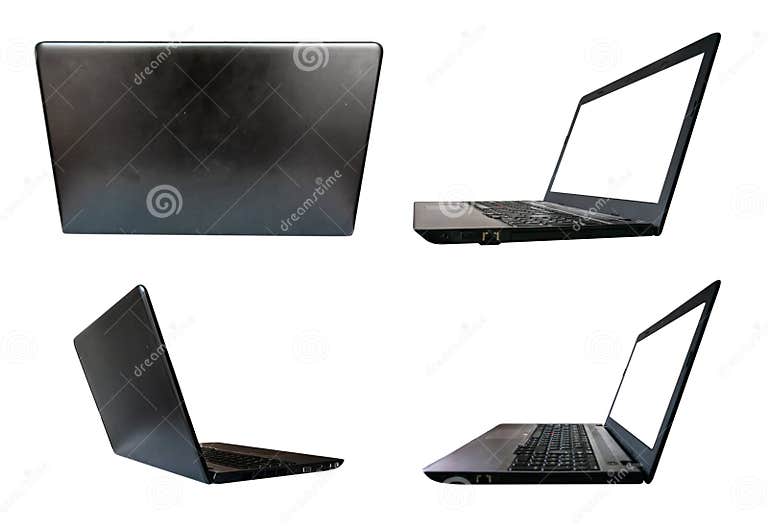 Laptop with Blank Screen Different Views Set Isolated Stock Image ...