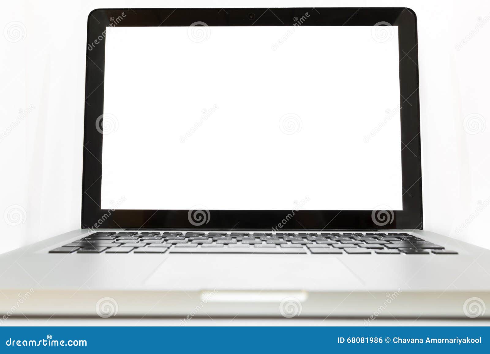 Laptop with Blank Screen Isolated Stock Photo - Image of network ...