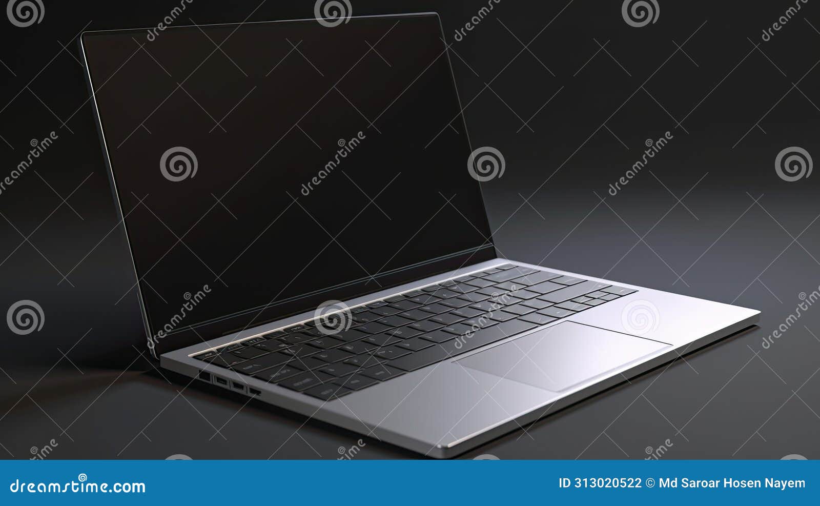 Laptop Blank Screen Mockup with Realistic Textures and Lighting, 3D ...