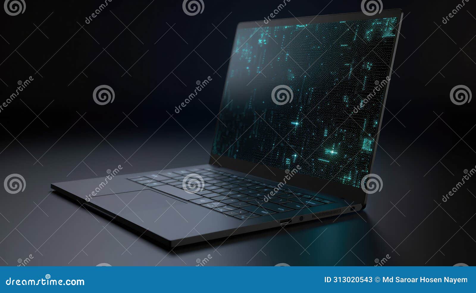 Laptop Blank Screen Mockup with Realistic Textures and Lighting, 3D ...