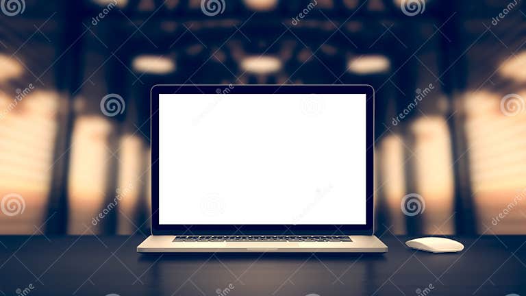 Laptop with blank screen. stock photo. Image of modern - 71761958