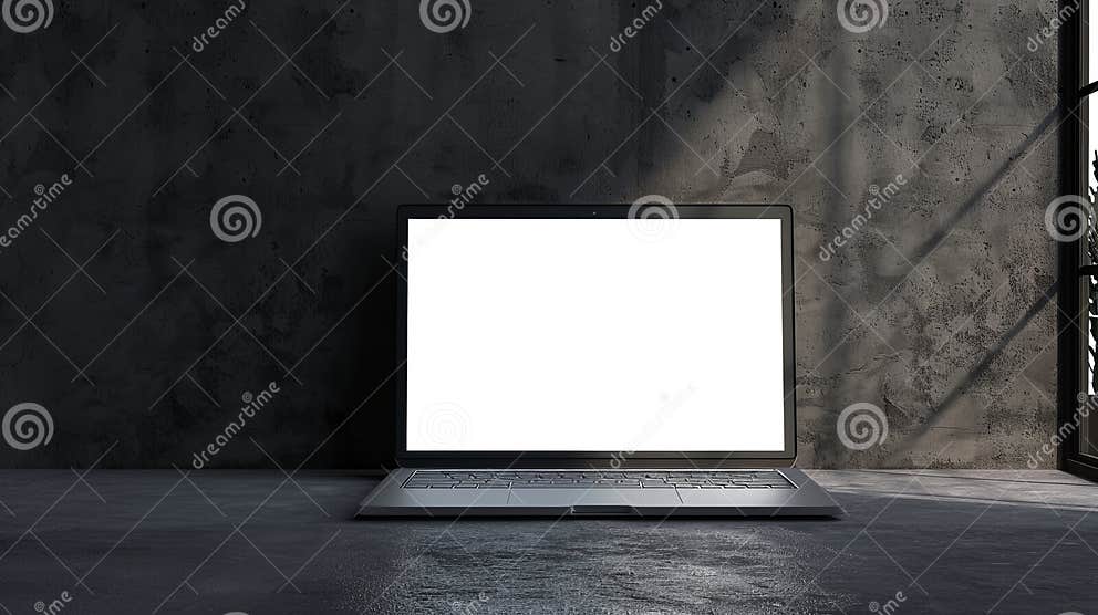A Laptop with a Blank Screen on a Neutral Backdrop, Ideal for Tech ...