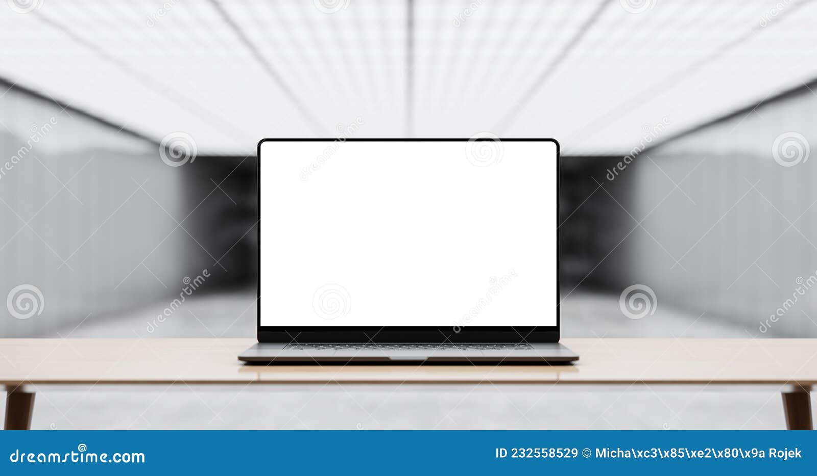 Laptop with Blank Screen in the Presentation Room Stock Illustration ...
