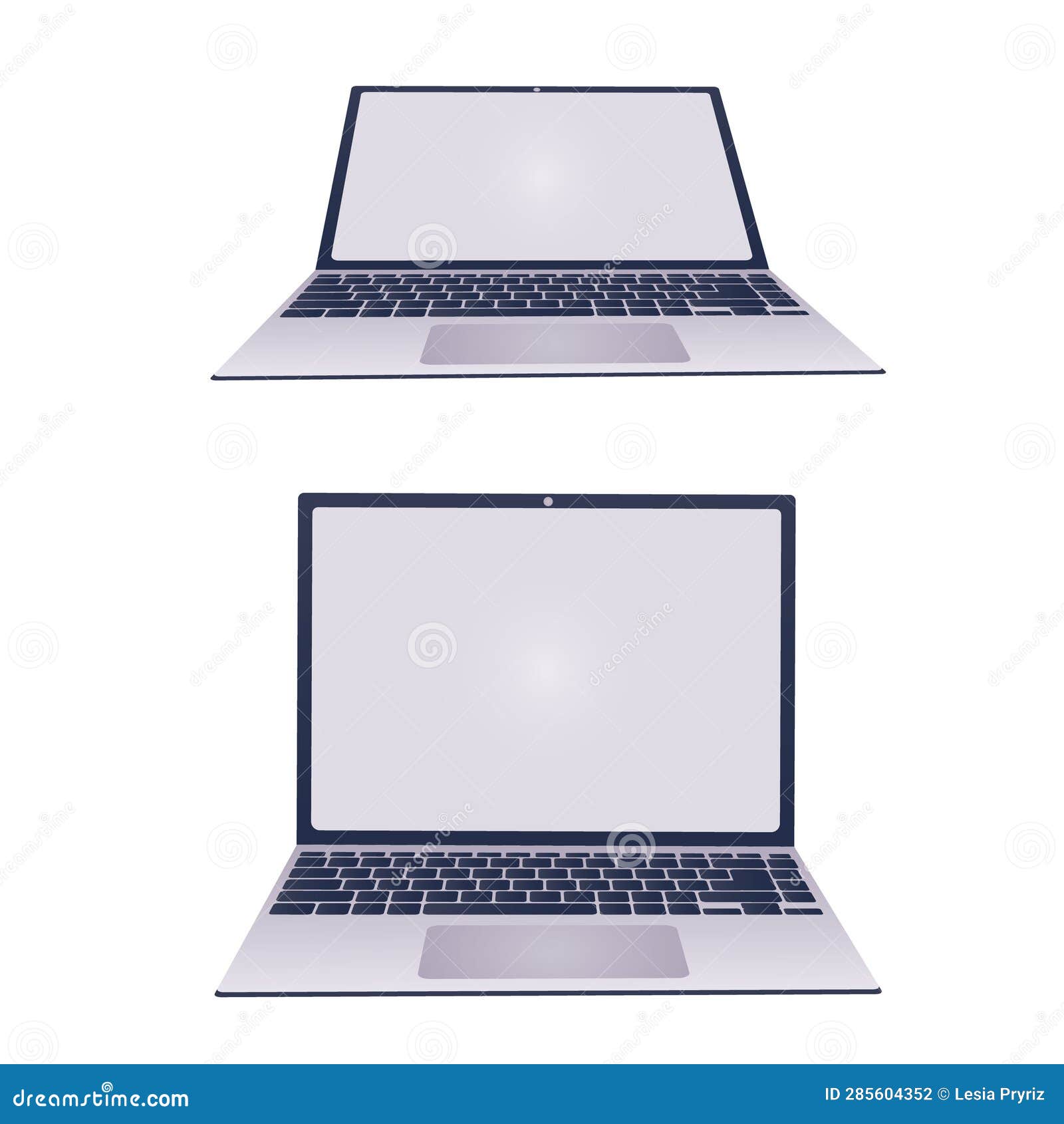 Laptop with blank screen. stock vector. Illustration of white - 285604352