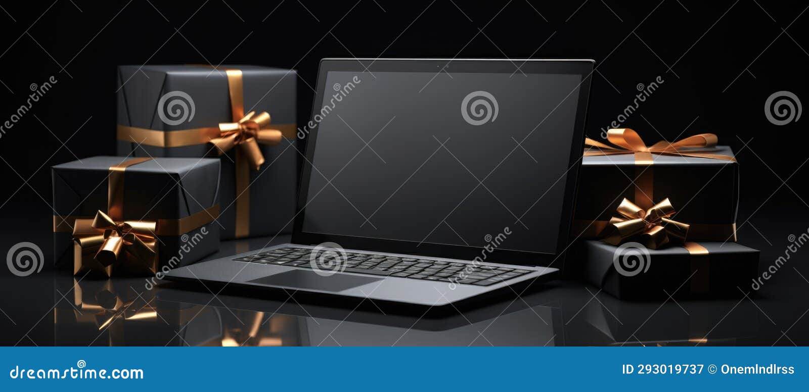 Laptop with Blank White Boxes Stock Image - Image of celebration ...