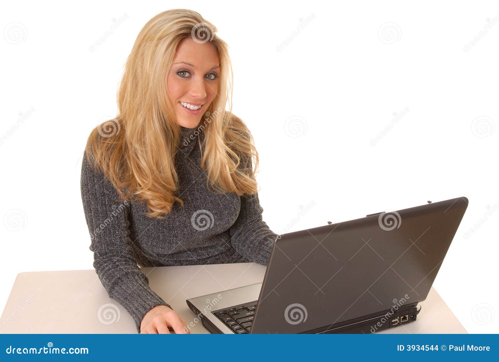 Laptop Blond stock photo. Image of black, blond, application - 3934544