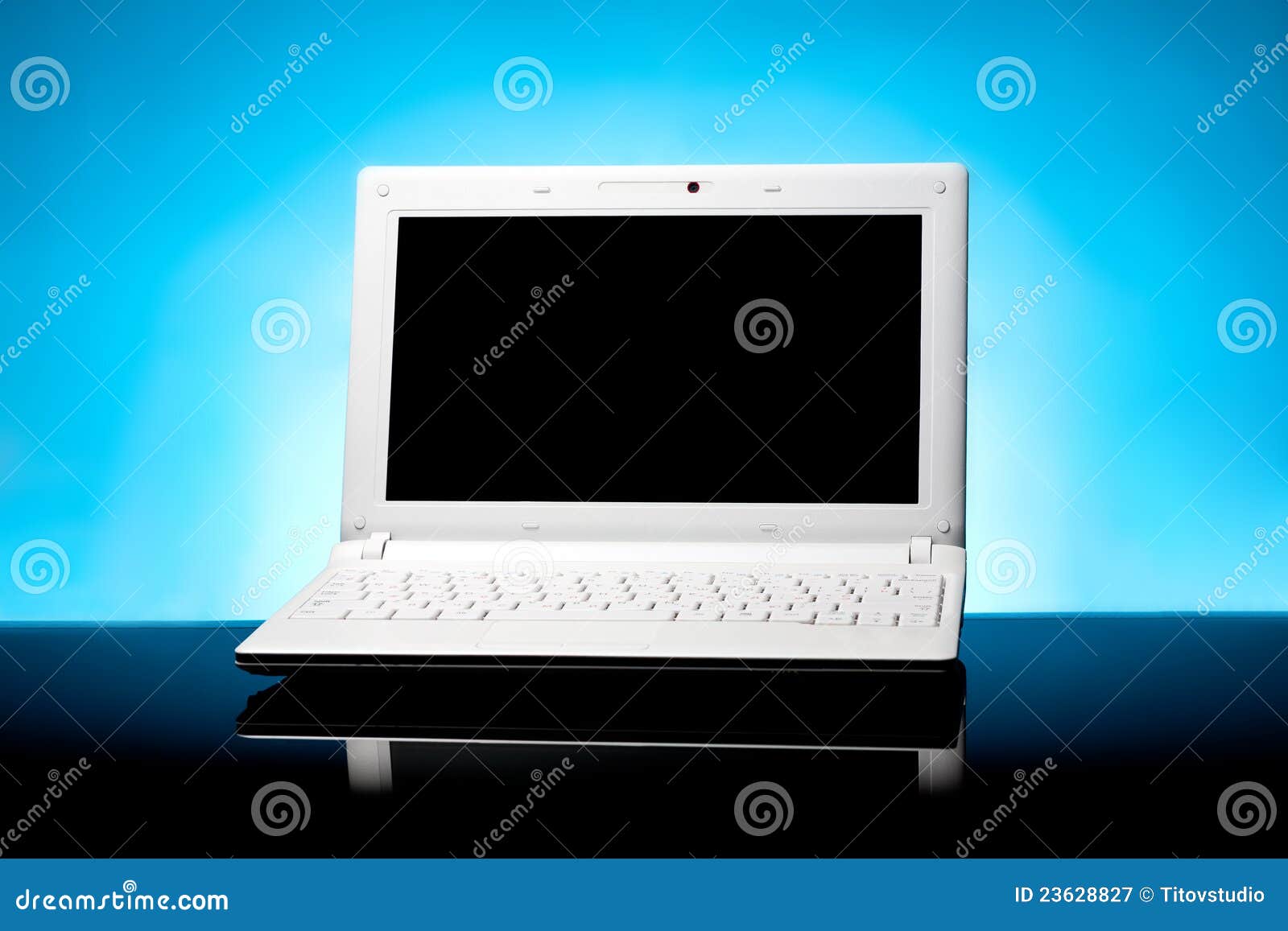 Laptop on blue stock image. Image of laptop, light, nternet - 23628827