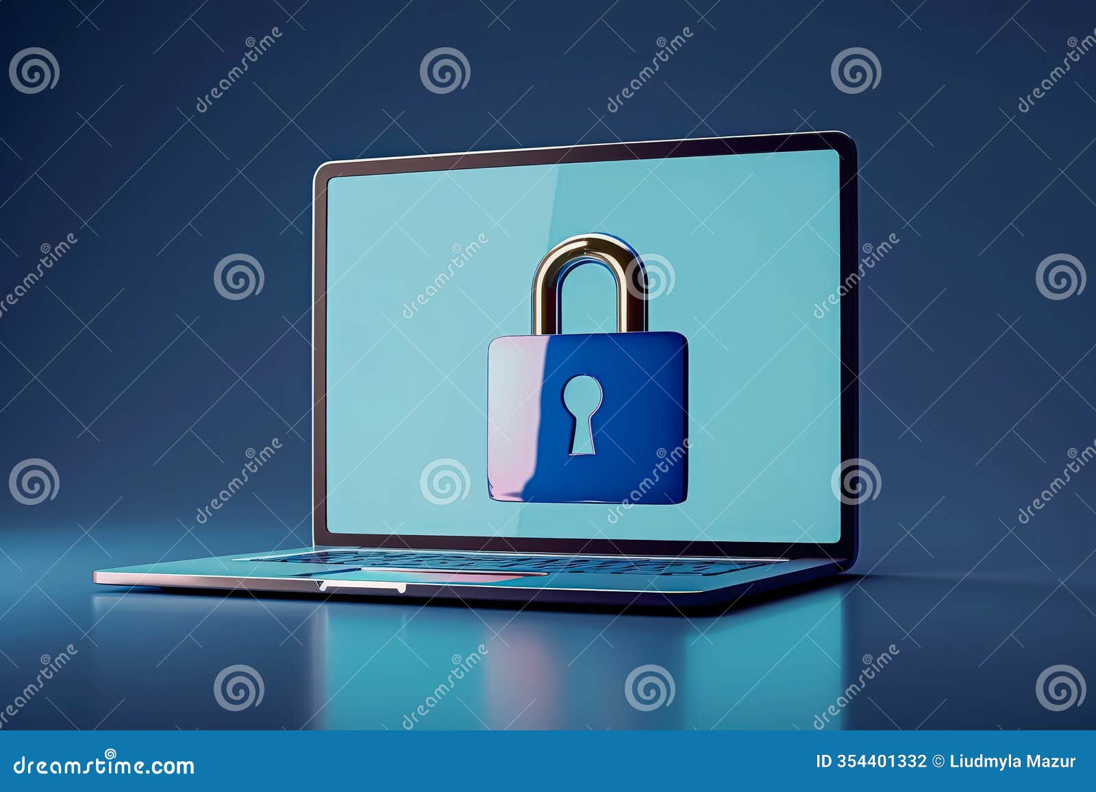 Laptop with a Blue Lock on the Screen. Stock Photo - Image of ...