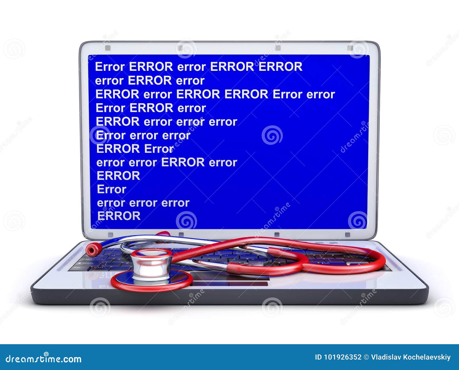 Laptop and Blue Screen Error Stock Illustration - Illustration of error ...