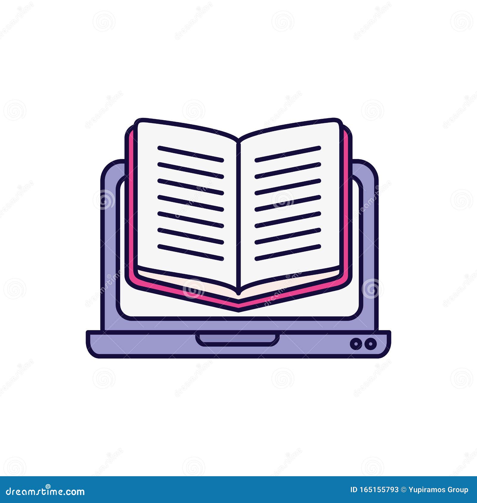 Laptop Book Digital Literature Learning Online Stock Vector ...