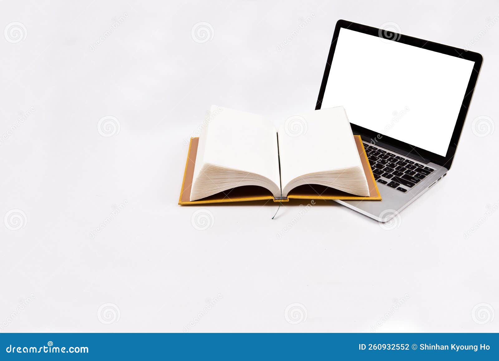 Laptop and Book Isolated on White Background. Stock Photo - Image of ...
