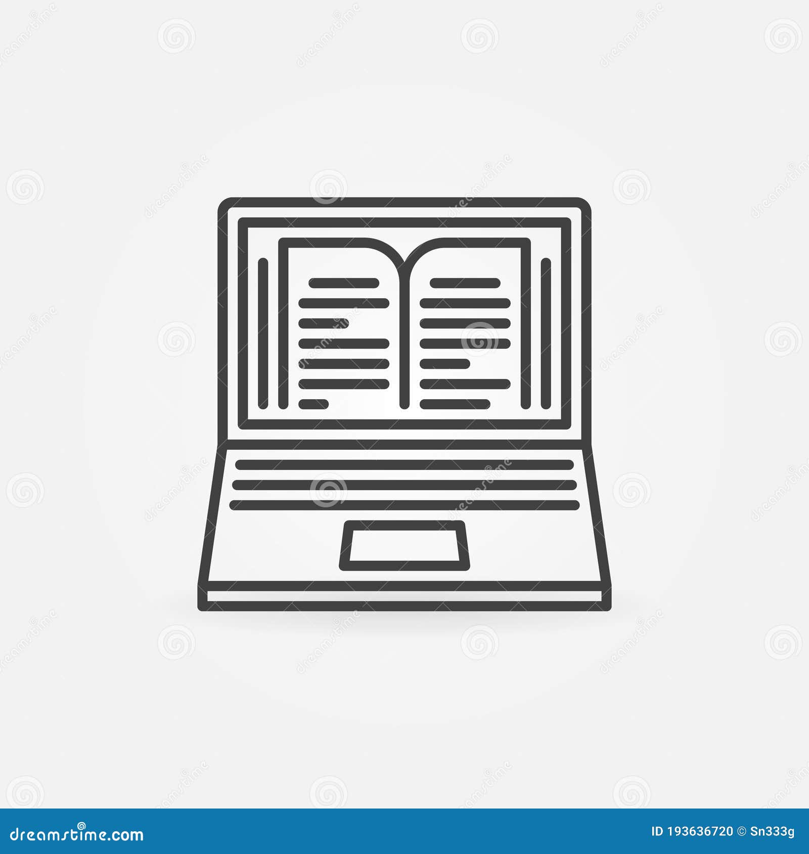 Laptop with Book on Screen Vector Outline Concept Icon Stock Vector ...