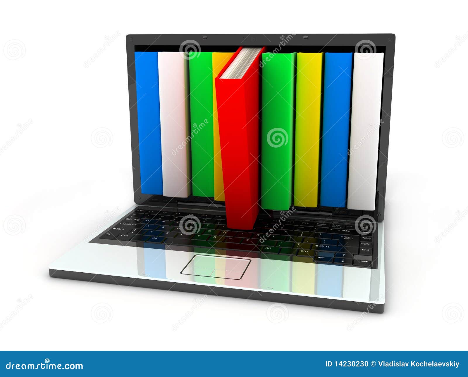 Laptop and books stock illustration. Illustration of files - 14230230
