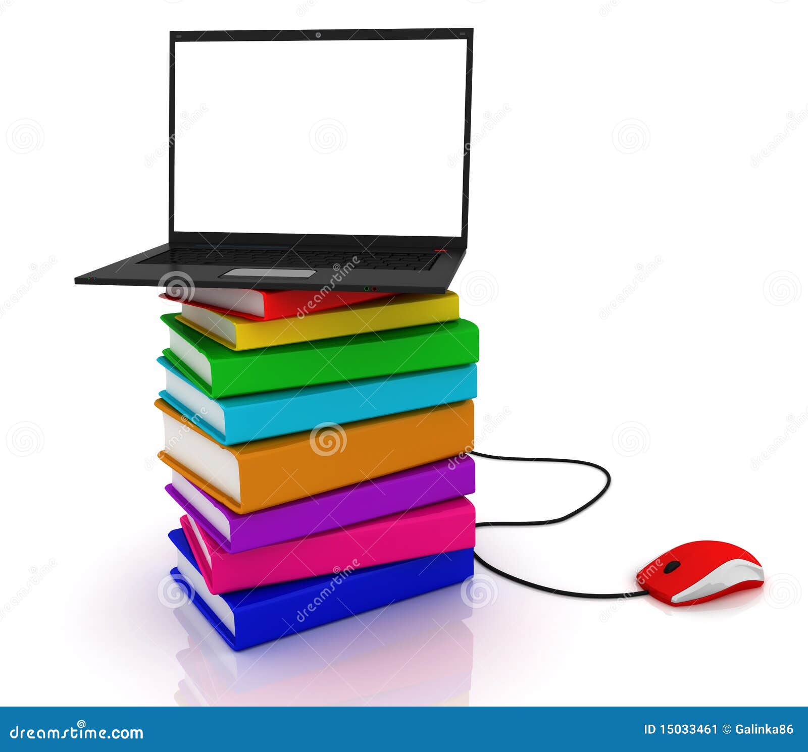 Laptop and books stock illustration. Illustration of monitor - 15033461