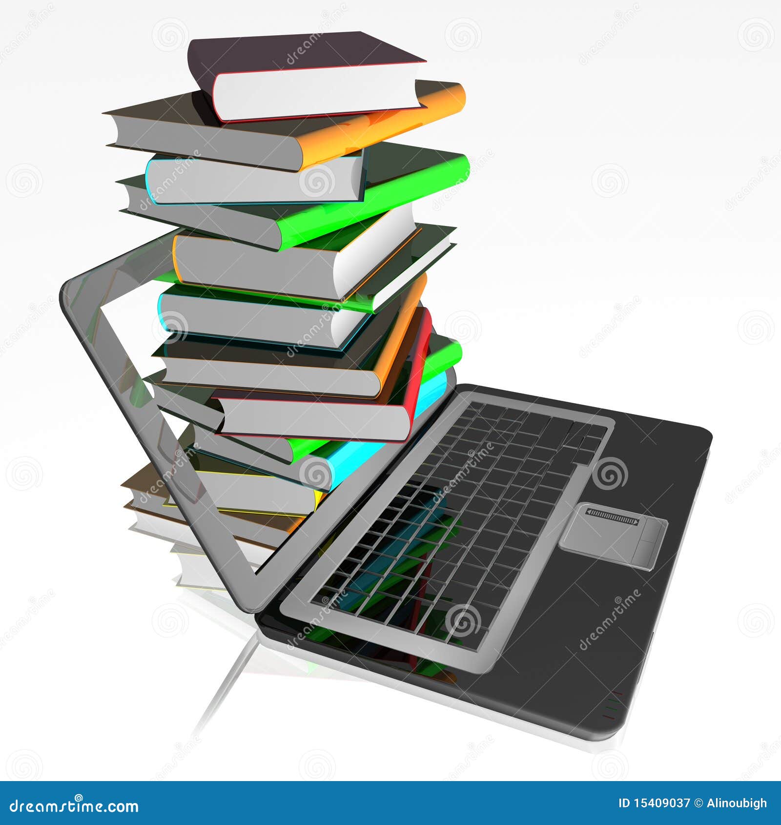 Laptop and books stock illustration. Illustration of encyclopedia ...