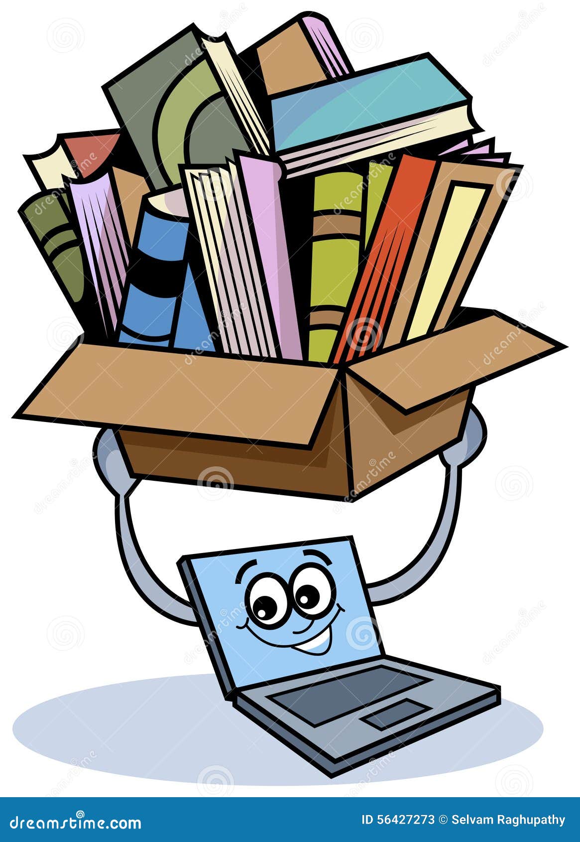 Laptop with books stock vector. Illustration of cover - 56427273