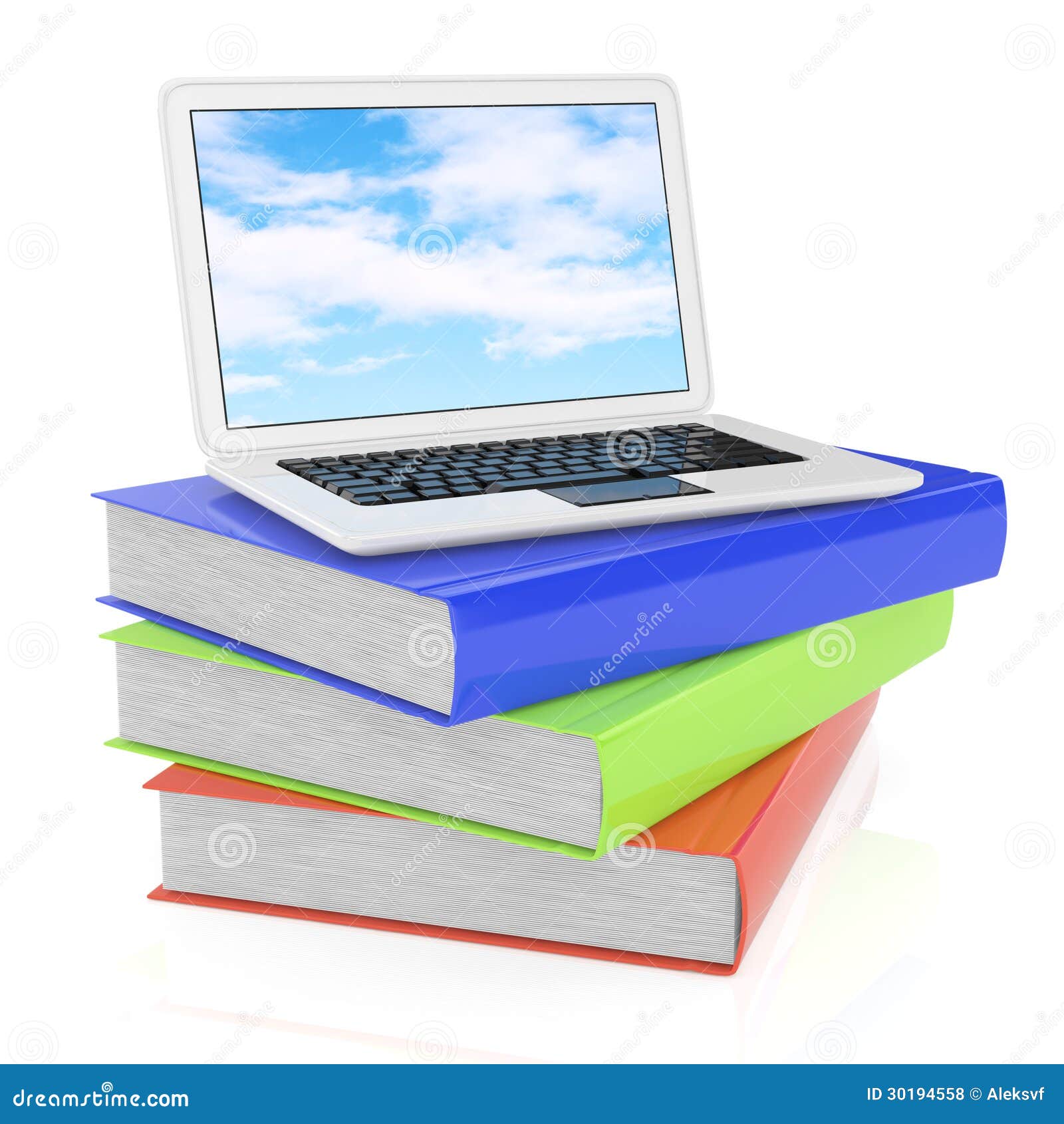 Laptop and books stock illustration. Illustration of communication ...