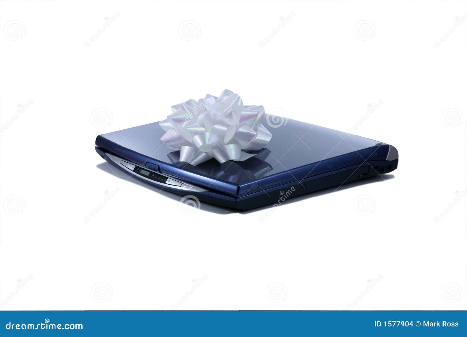 Laptop with Bow stock photo. Image of gift, white, giving - 1577904