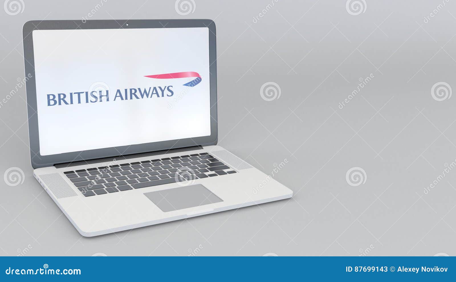 Laptop with British Airways Logo. Computer Technology Conceptual ...