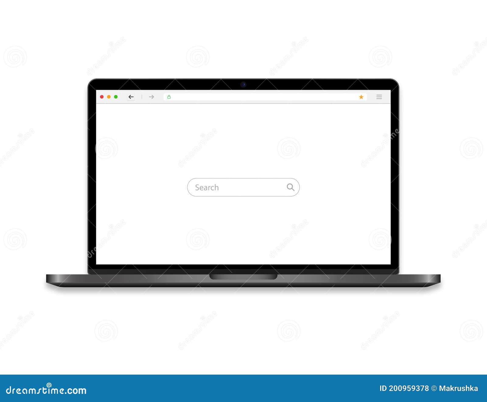 Laptop with Browser on Screen. Computer Icon with Search Bar and ...