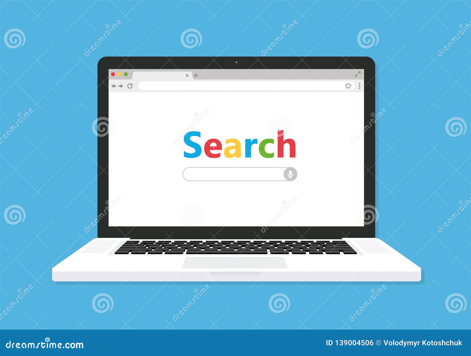 Laptop with Browser and Search Bar. Flat Style - Stock Vector Stock ...