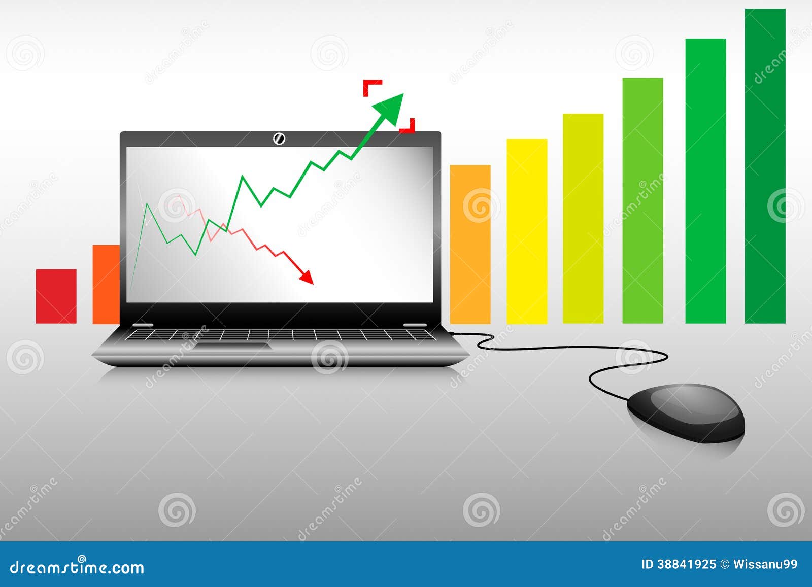 Laptop Business and Growth Bar Graph Stock Vector - Illustration of ...