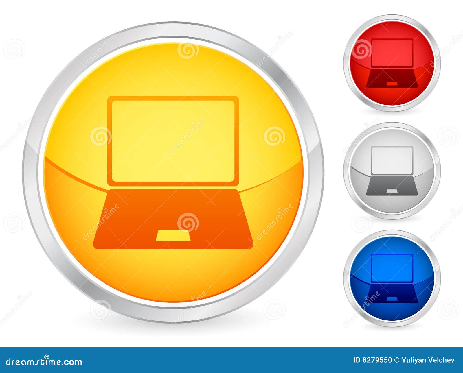 Laptop button stock vector. Illustration of network, orange - 8279550