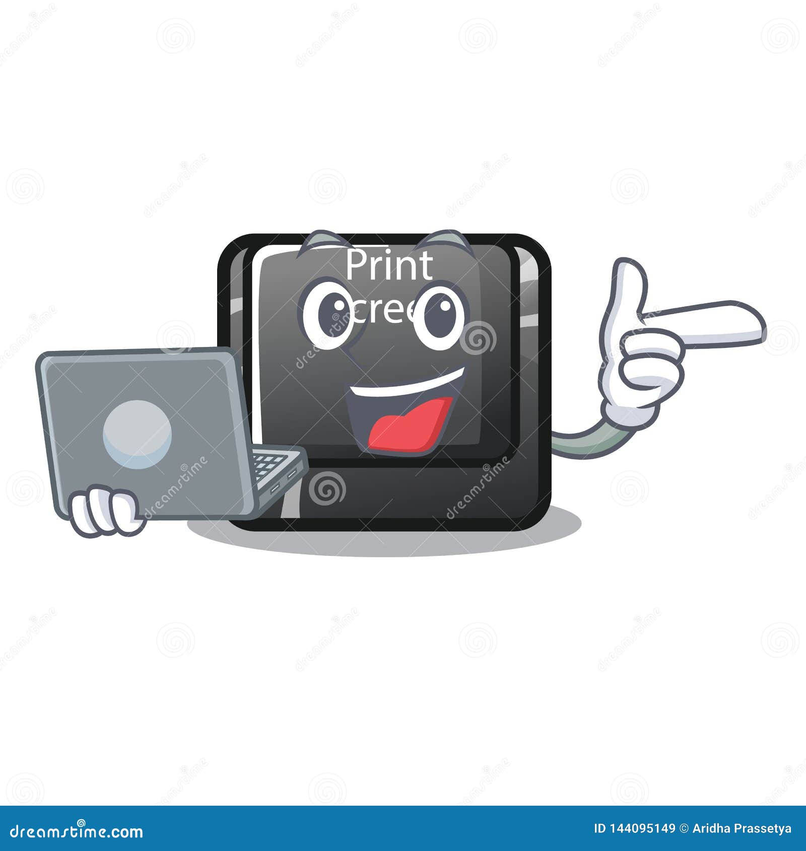 With Laptop Button Print Screen the Computer Character Stock Vector ...