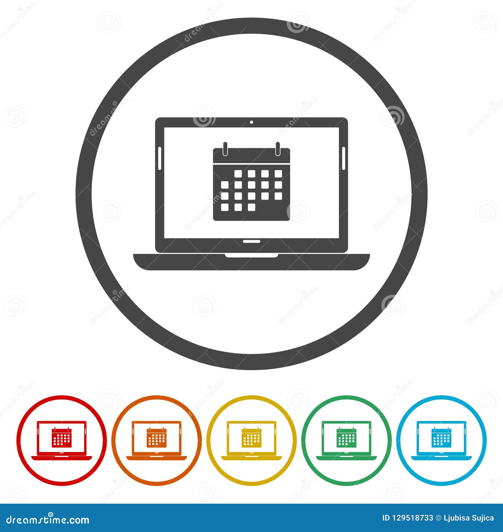 Laptop and calendar icon stock vector. Illustration of agenda - 129518733