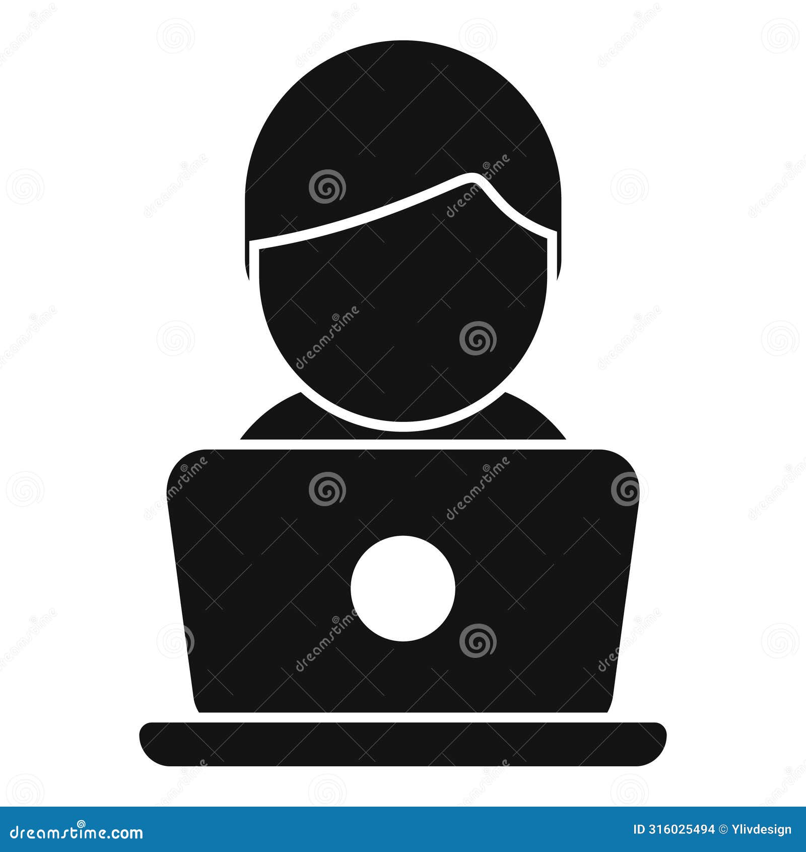 Laptop Call Center Agent Help Support Icon Simple Vector. Work Online ...